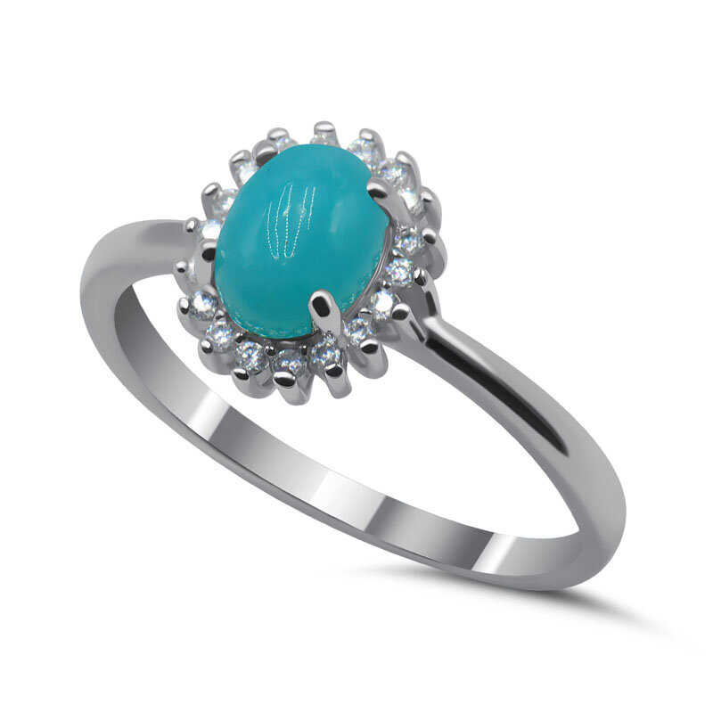 Кольцо, серебро, 925 проба, фианит, амазонит