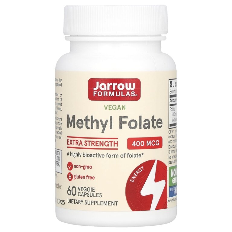 Jarrow Formulas Methyl folate, веганский метилфолат, 400 мкг, 60 растительных капсул