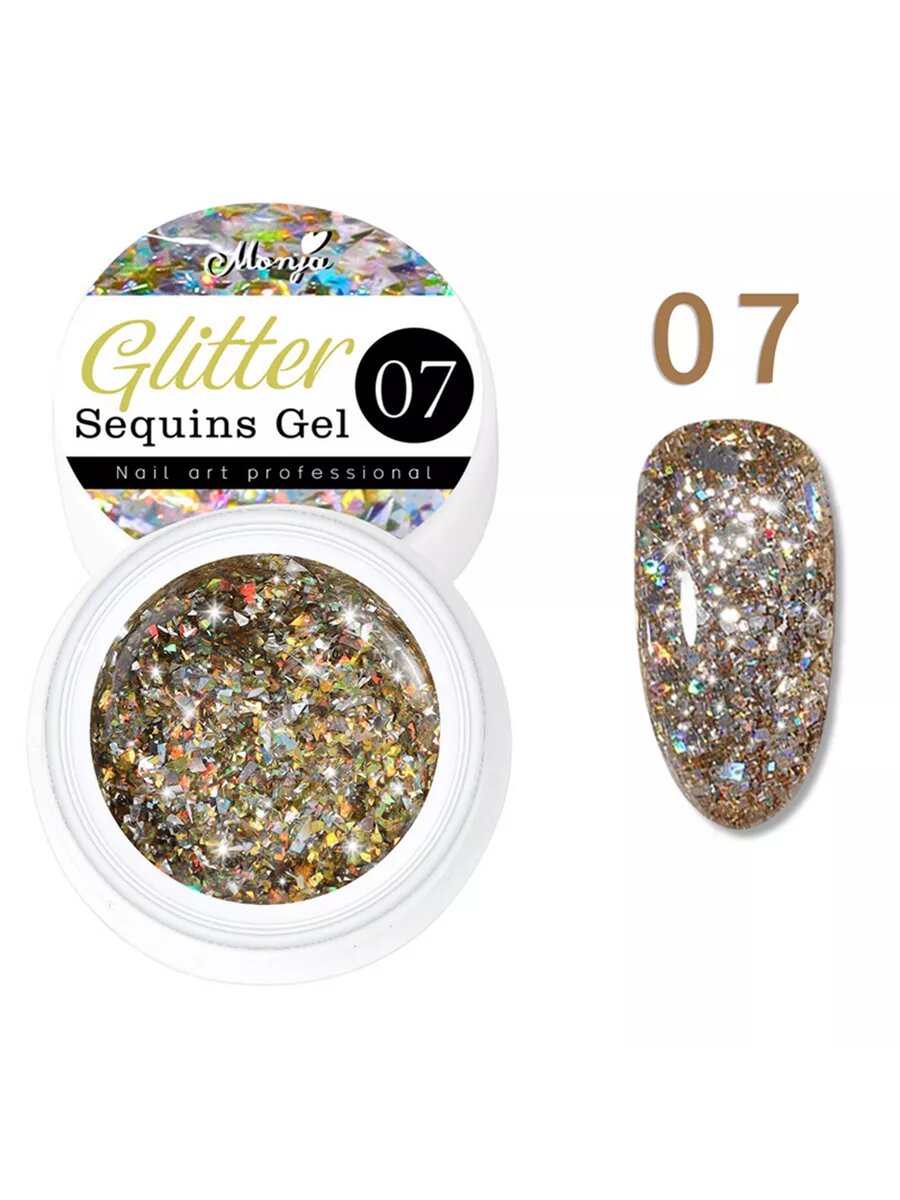 Гель для дизайна ногтей с глиттером