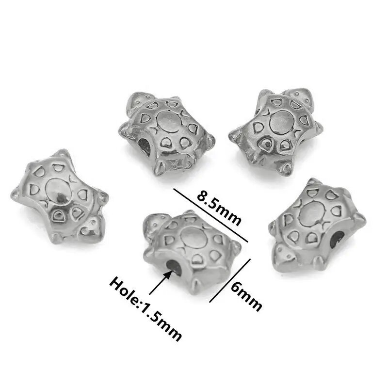 Бусины черепашки из нержавеющей стали, Steel-D, 20шт