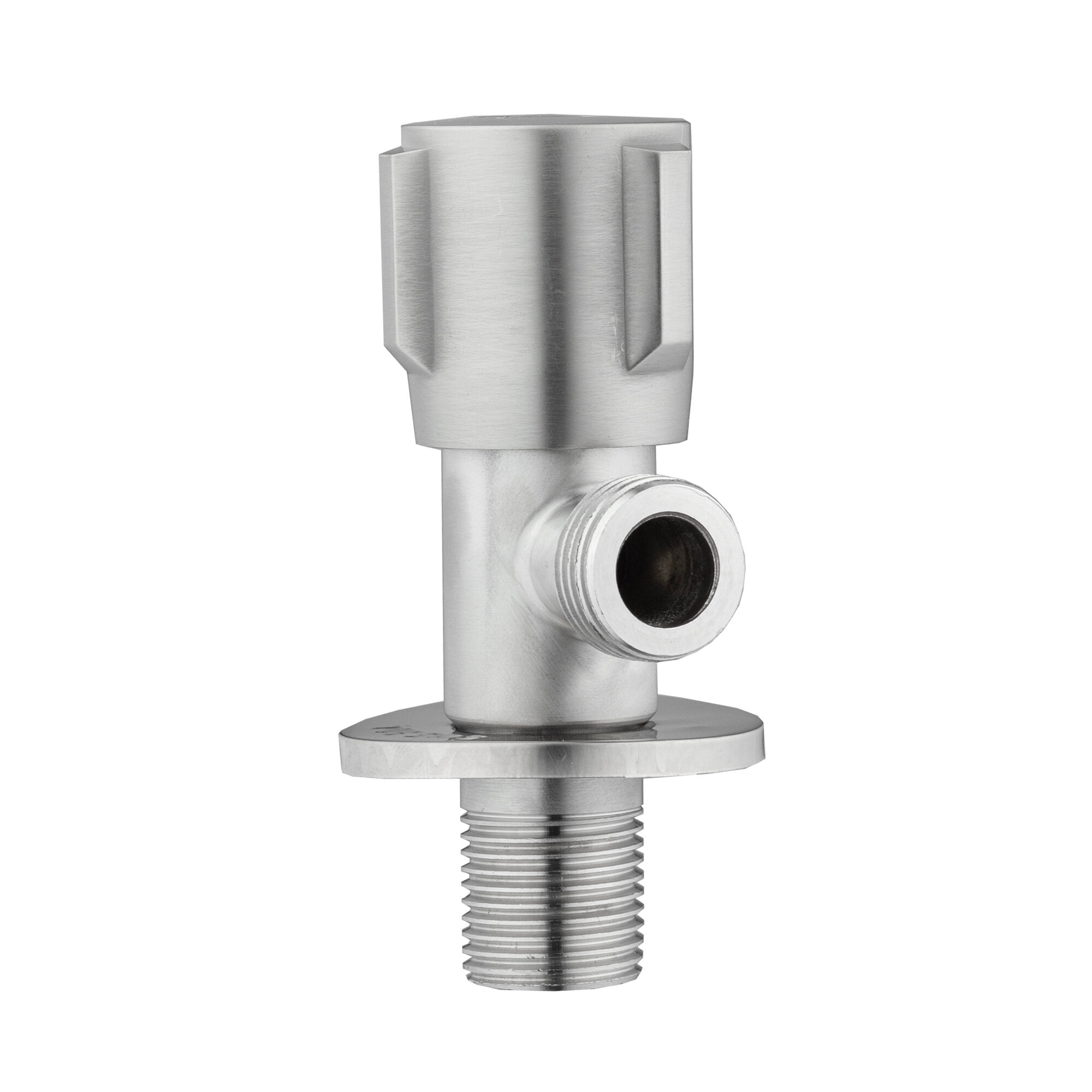 Кран приборный Potato, угловой, для воды, нержавеющая сталь, Ду 15, сатин