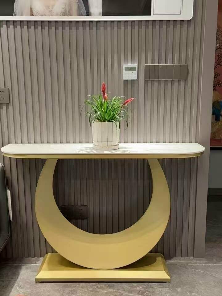 Дизайнерская консоль Prague 120 см. (черное основание, белая столешница)