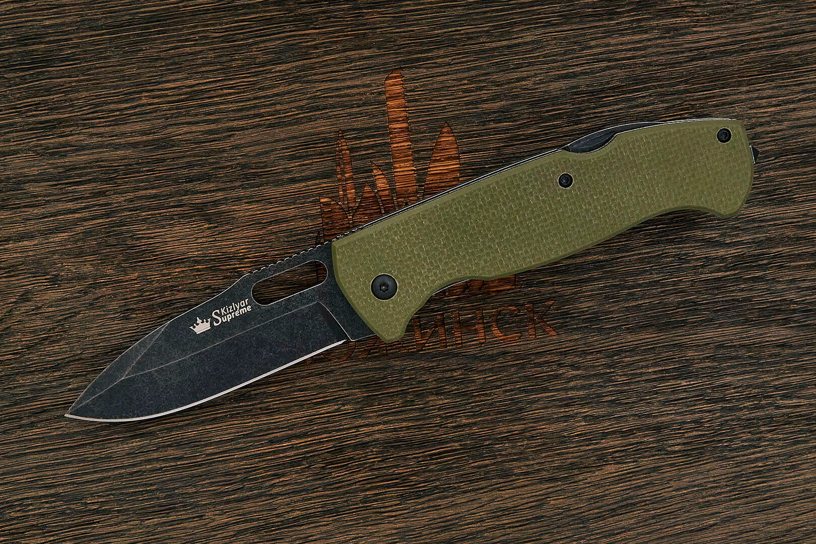 Нож складной Kizlyar Supreme Ute, клинок 85мм, сталь 440C, рукоять G10 зелёный