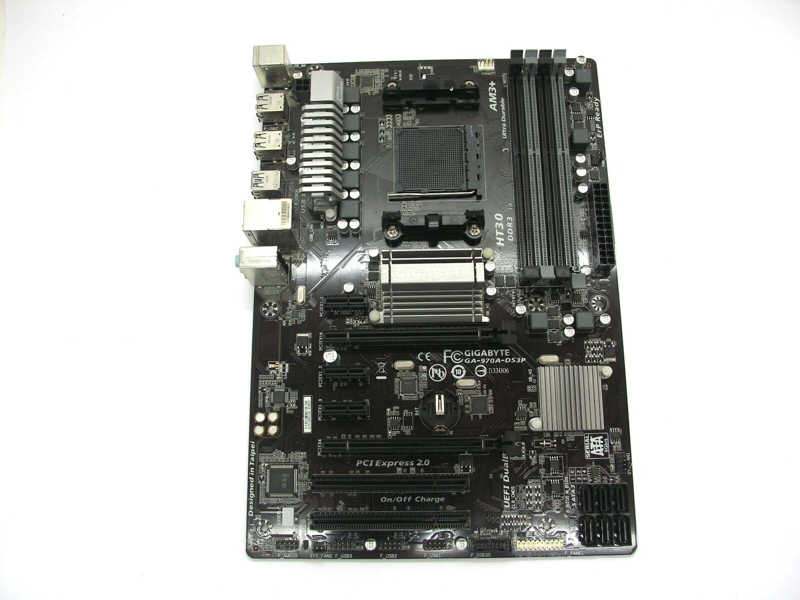 Материнская плата S-AM3+ Gigabyte GA-970A-DS3P REV:2.1, AMD970/4DDR3/USB3.0/SATA/Sb/Lan/ATX, без планки