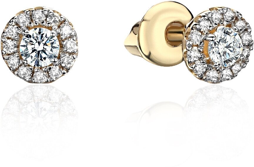 Серьги, желтое золото, 585 проба, бриллиант