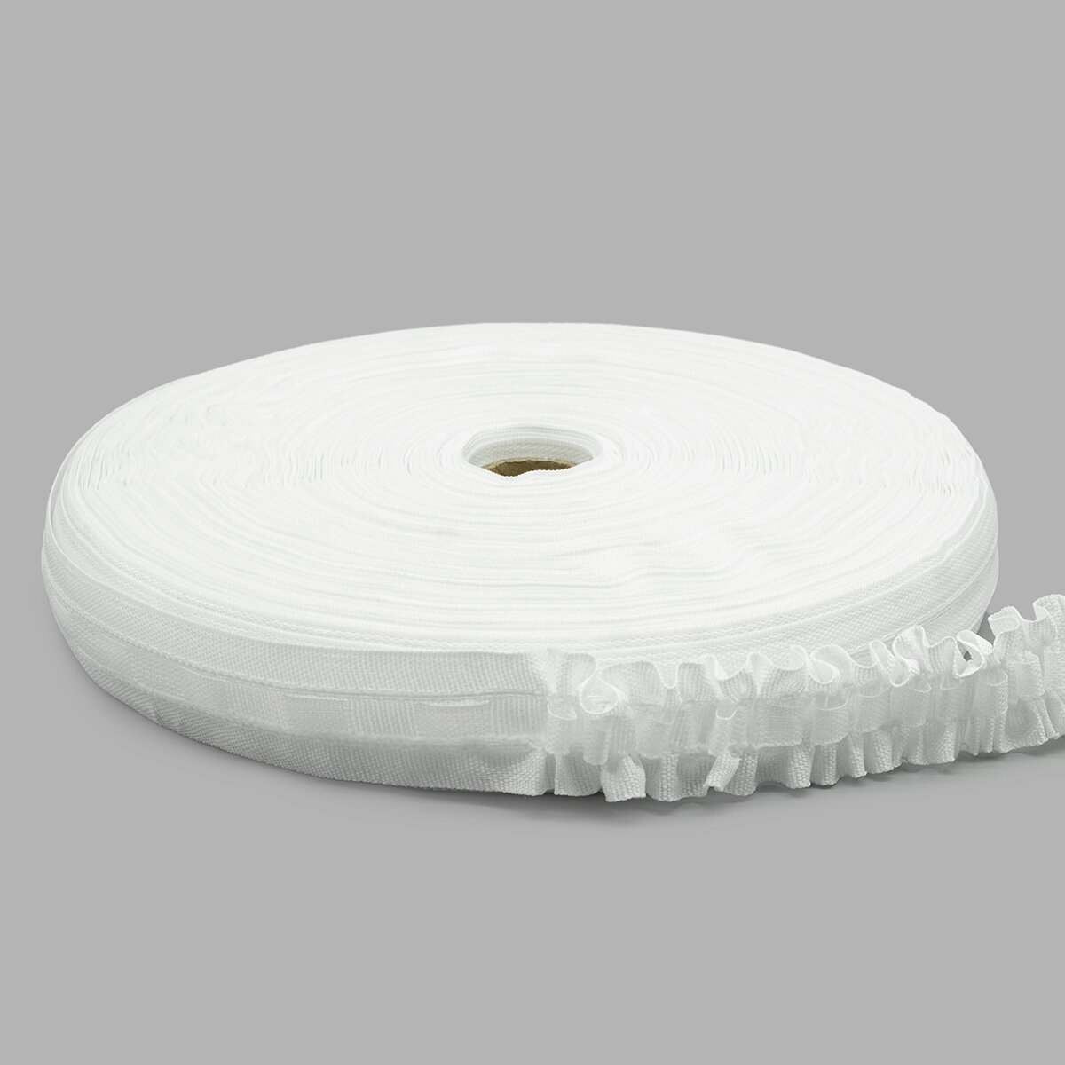 Шторная лента с петлями для крючков 3см*100м, 1 ряд петель, 2 шнура, белая, Айрис