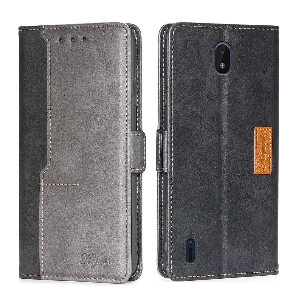 Чехол-книжка MyPads для Nokia C01 Plus / Нокиа С01 Плюс, смешать два цвета (черный+ серый)