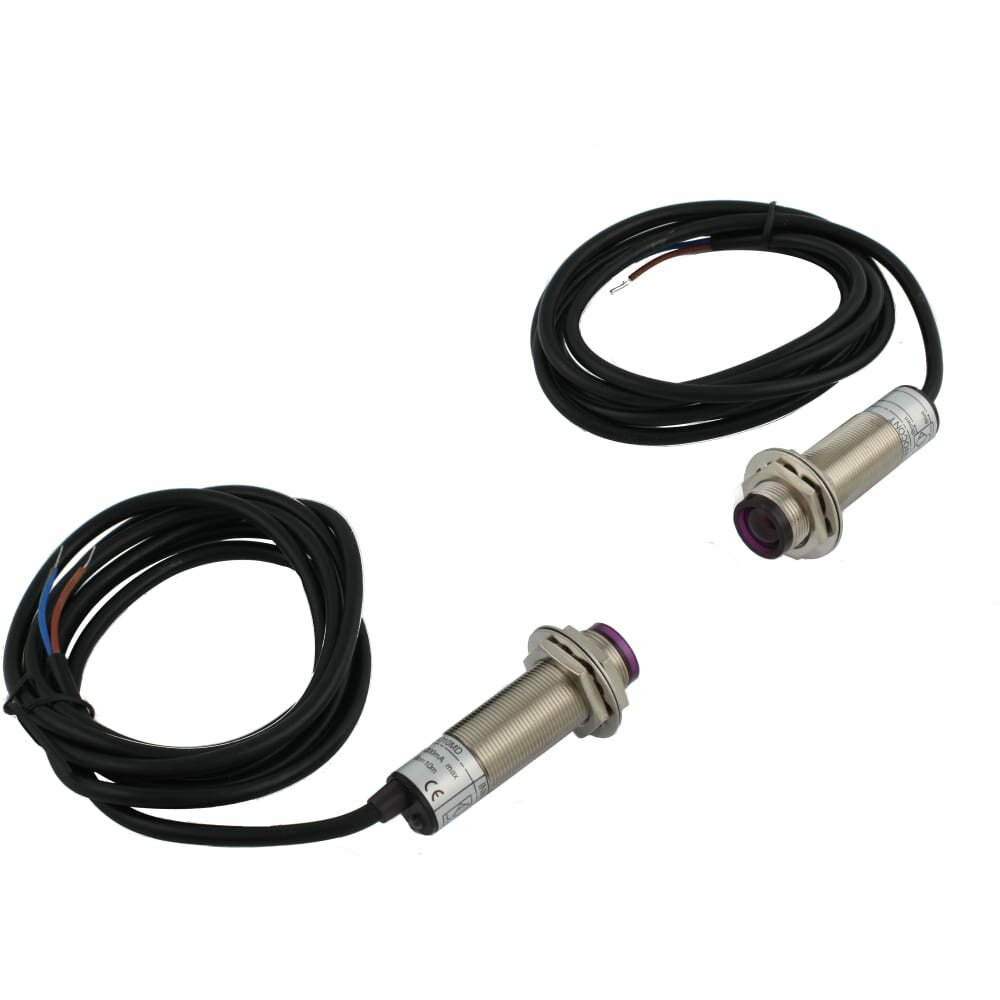 Фотодатчик на пересечение луча (приемник+передатчик) INNOCONT М18x1, зона срабатывания до 10 м, -10 +60 С, 12…24 VDC