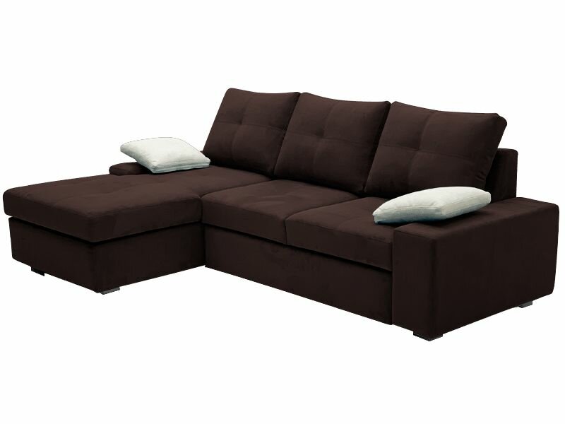 Диван-кровать угловой Panino для гостиной c подлокотниками, коричневый, велюр, раскладной, 260х157х85см