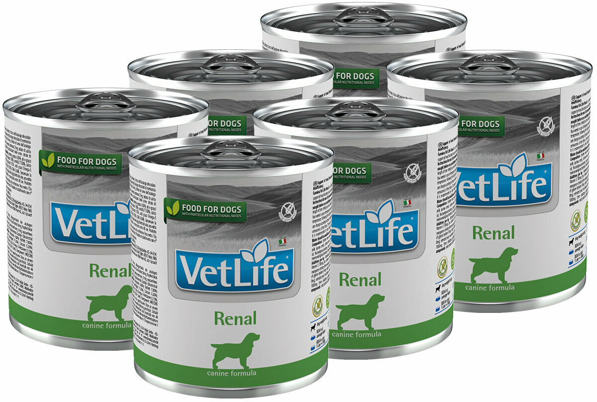 FARMINA VET LIFE CANIN RENAL для взрослых собак при заболеваниях почек 300 гр (300 гр х 6 шт)