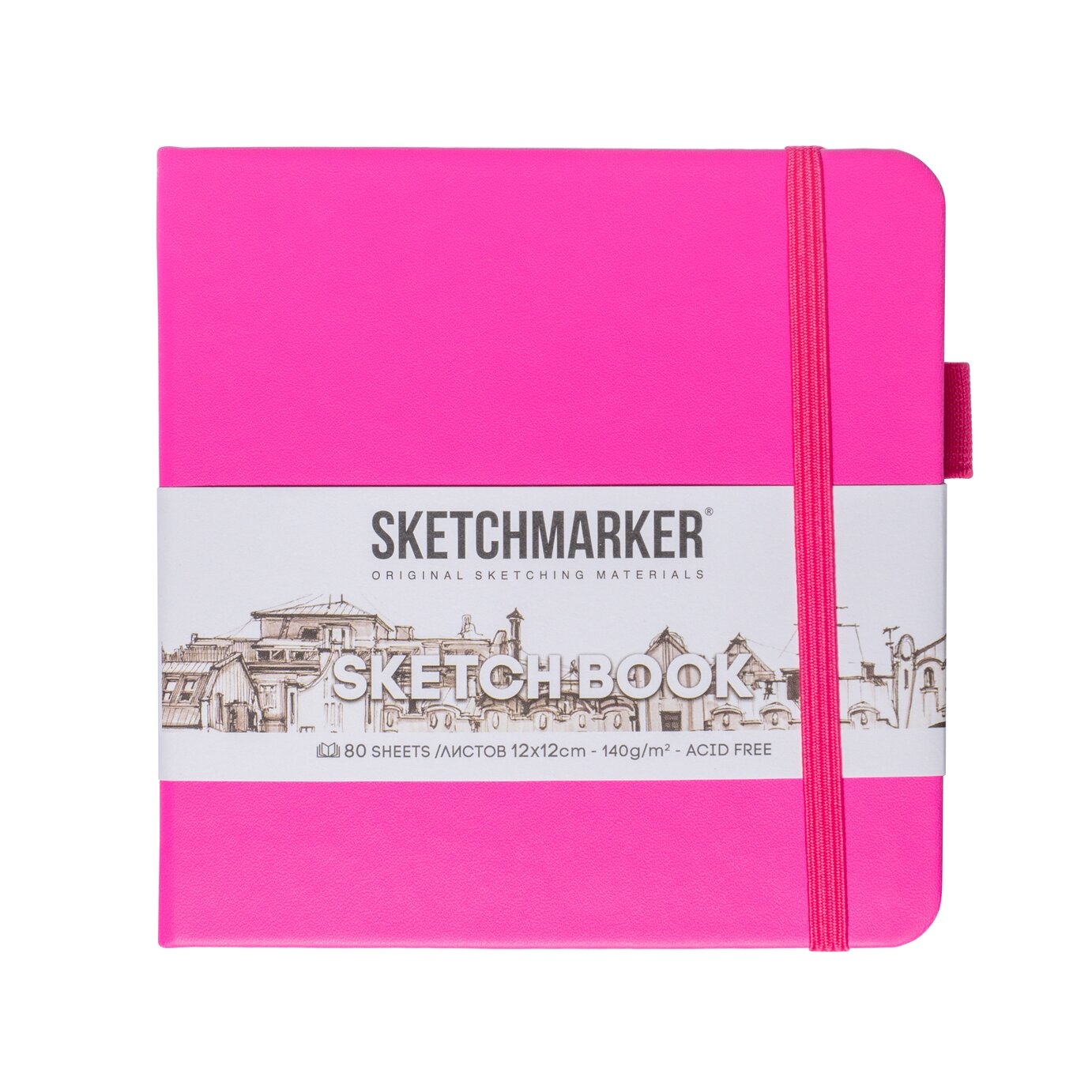 Скетчбук для графики SKETCHMARKER 140г/кв. м 120х120мм 80л. фуксия