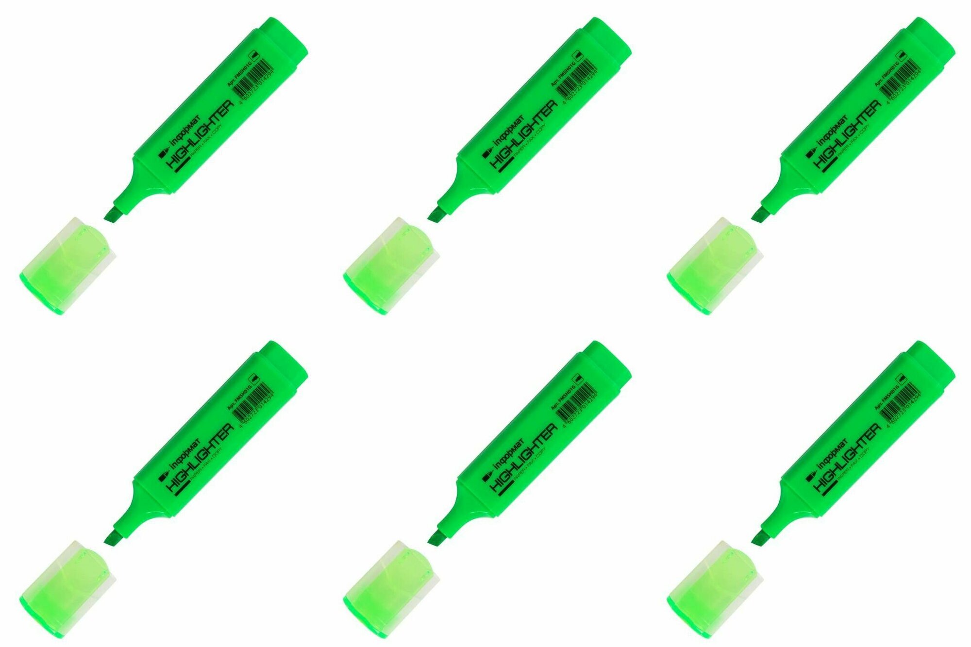 InФормат Маркер текстовой 1-5 мм, зеленый , скошенный, 6шт.