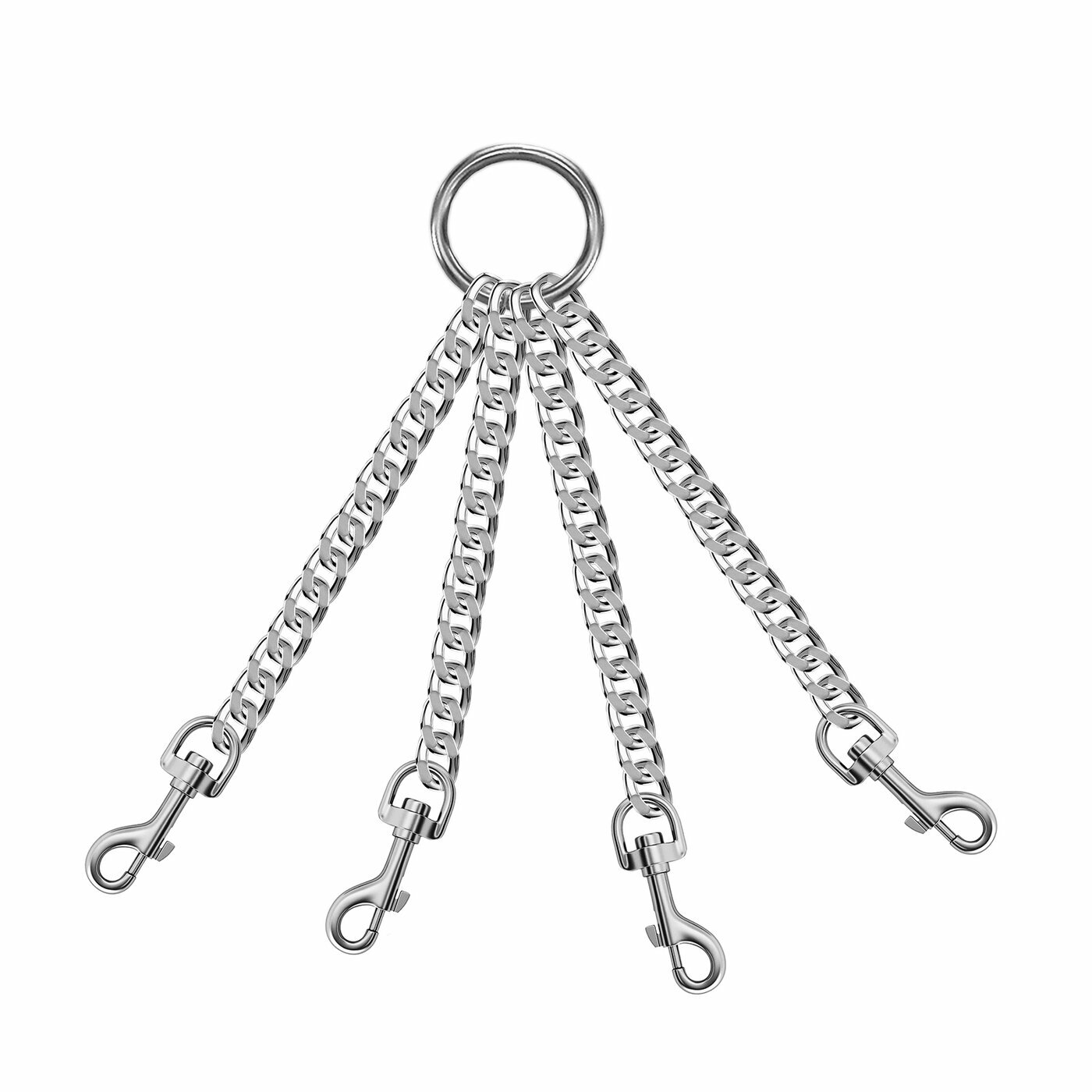 Четыре цепи на кольце с одной стороны и карабинами на другой 150мм каждая цепь №9 для БДСМ