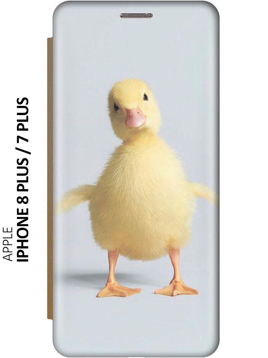 Чехол-книжка на Apple iPhone 8 Plus / 7 Plus / Эпл Айфон 7 Плюс / 8 Плюс с рисунком "Утя" золотой