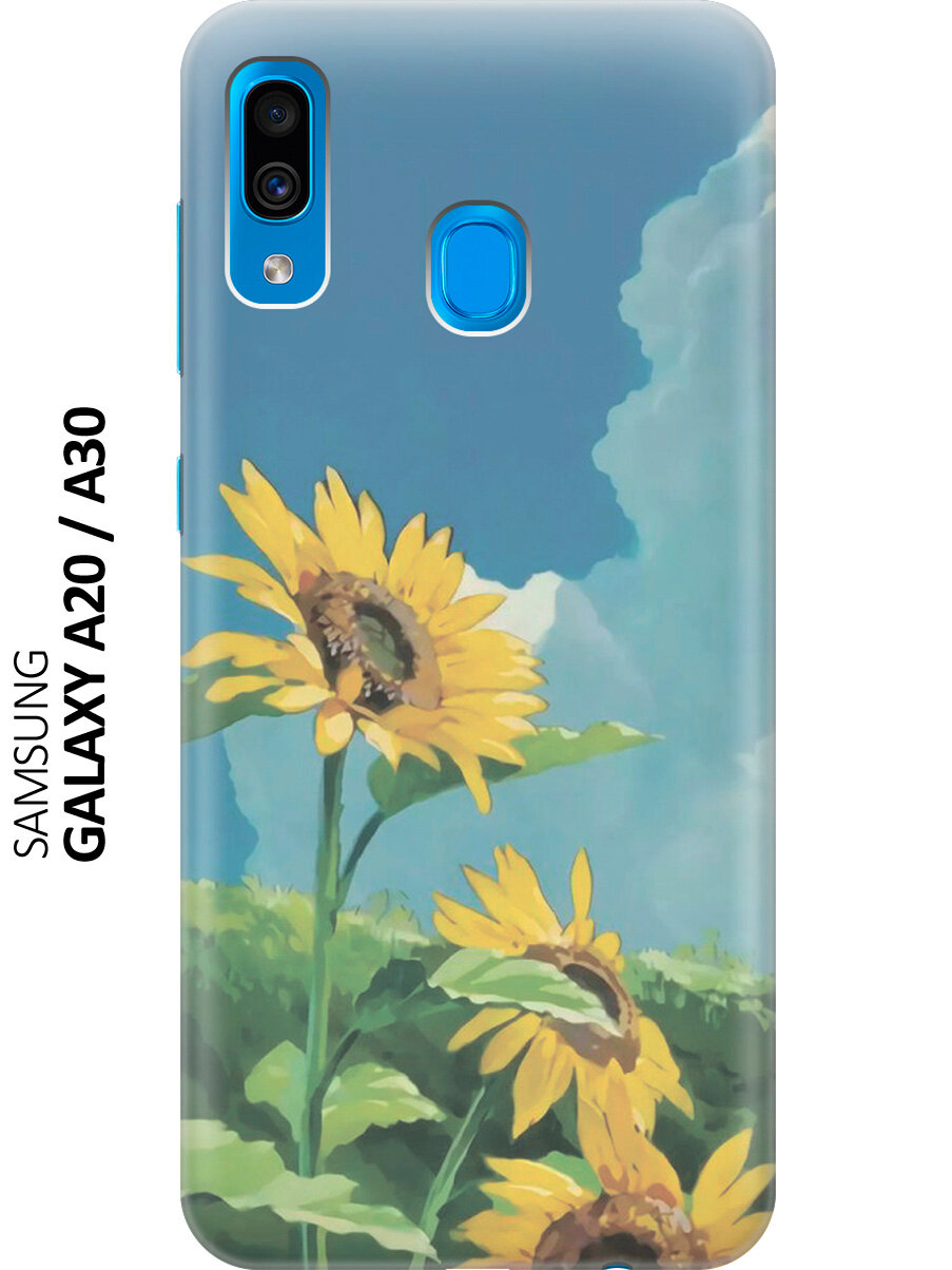 Силиконовый чехол Три подсолнуха в поле на Samsung Galaxy A20 / A30 / Самсунг А20 / А30