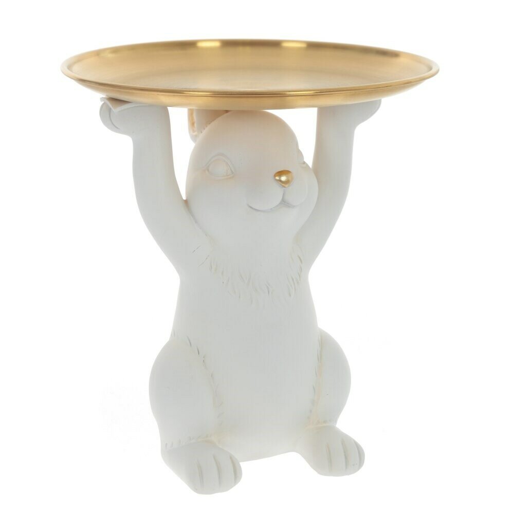 Фигурка декоративная "Заяц" с подносом, L=20 W=20 H=21 см