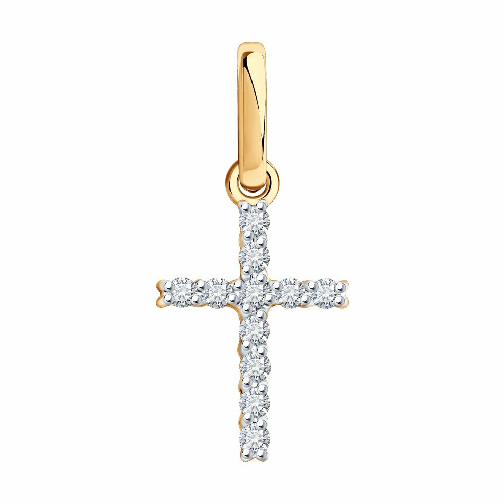 Подвеска, красное золото, 585 проба, бриллиант