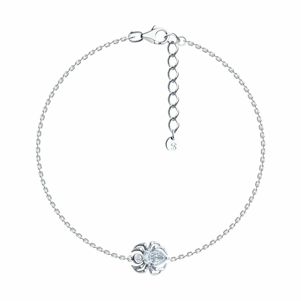 Браслет, серебро, 925 проба, фианит