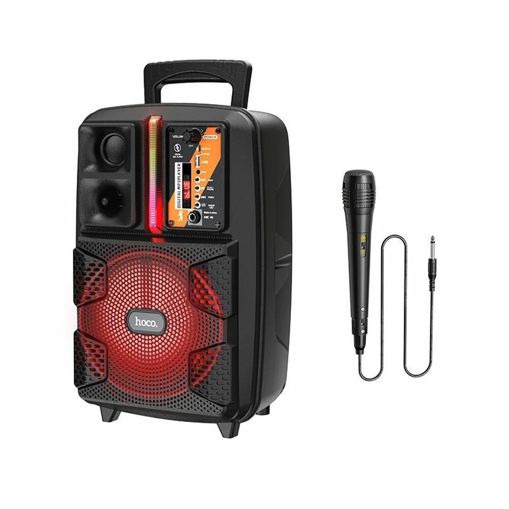 Портативная колонка Hoco BS37 Dancer, 1800мАч, динамик 15Вт, BT 5.0, USB, AUX, FM, уличная + проводной микрофон, черный