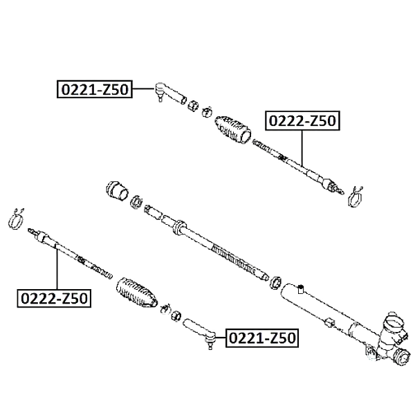 ASVA 0222-Z50 (48521CB025) тяга рулевая