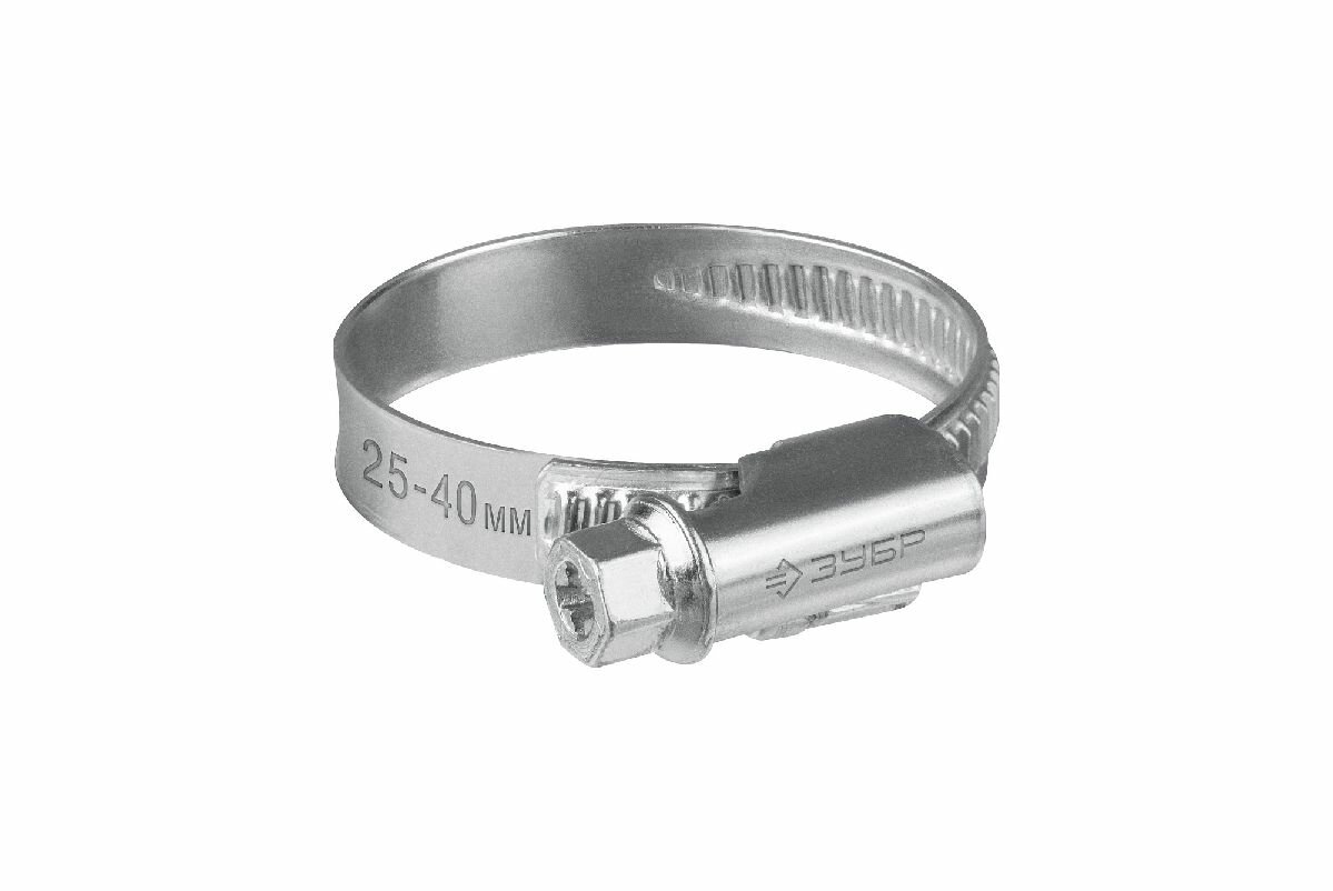 ЗУБР Х-9Н 25-40 мм, накатная лента 9 мм, червячный хомут, цинк, 50 шт (37807-40) (37807-40)