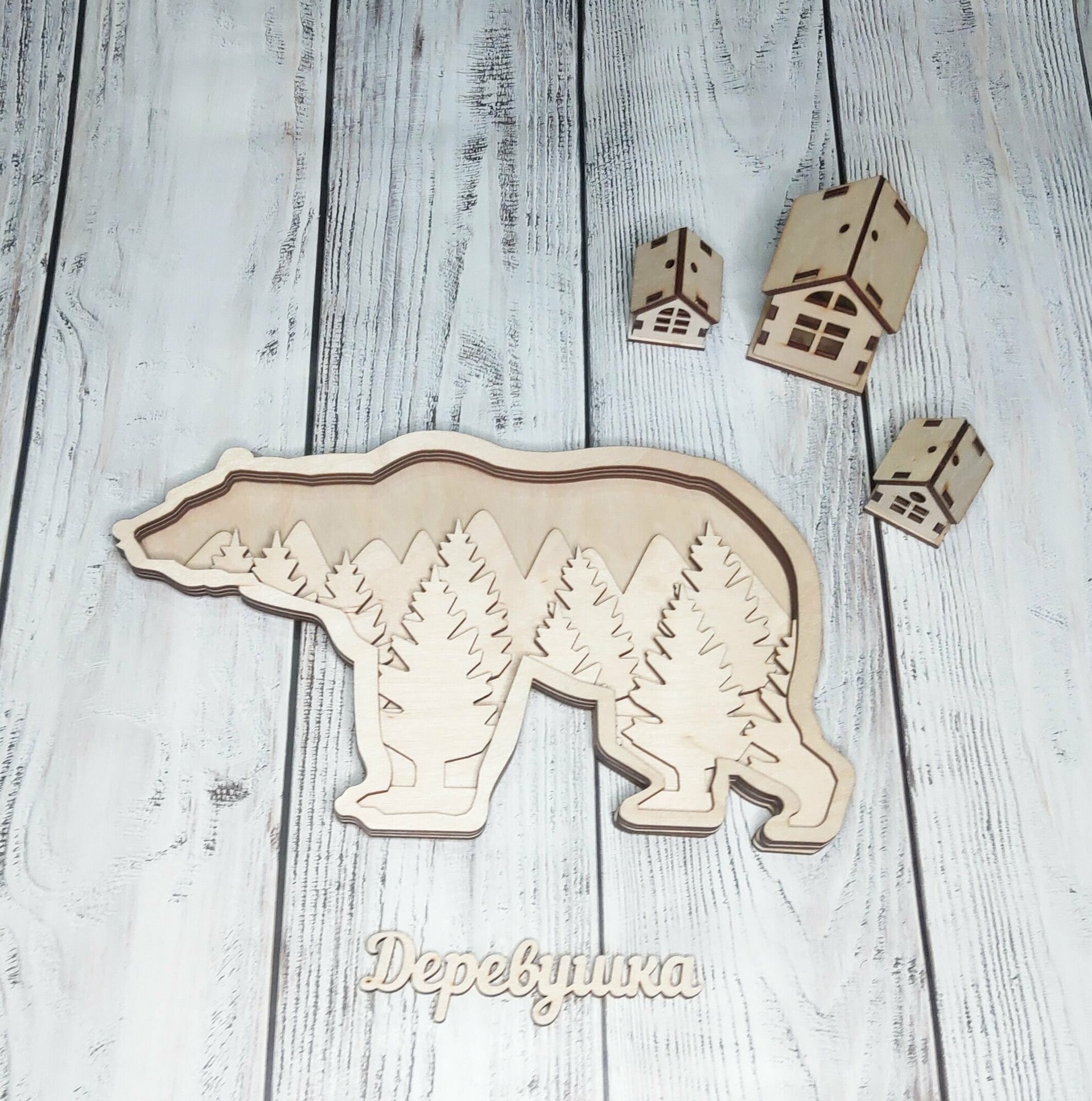 Панно многослойное Медведь, 5 слоёв