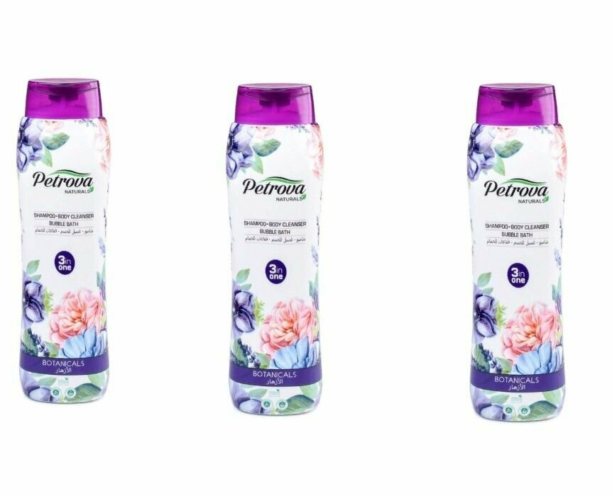 Petrova Натуральное моющее средство 3 в 1 для тела и волос, Цветочный фейерверк, 500 мл, 3шт