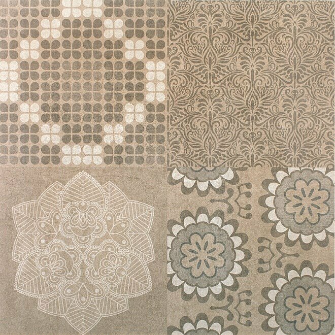 KERAMA MARAZZI Керамогранит Королевская дорога обрезной орнамент коречневый мат, 60x60 9 мм, арт. SG614520R (цена за 1.8 м2)