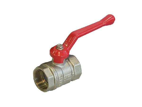 Кран шаровой «STANDARD» (длиный рычаг красный) никель 1" г/г TIM BV201-4N