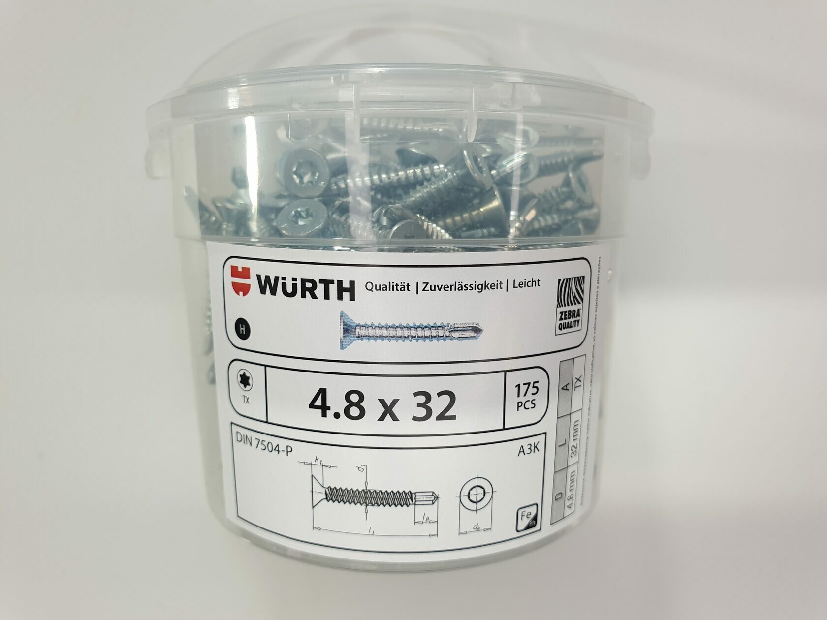 Саморез по металлу DIN 7504-P 4.8x32 (175 pcs) WURTH, Германия