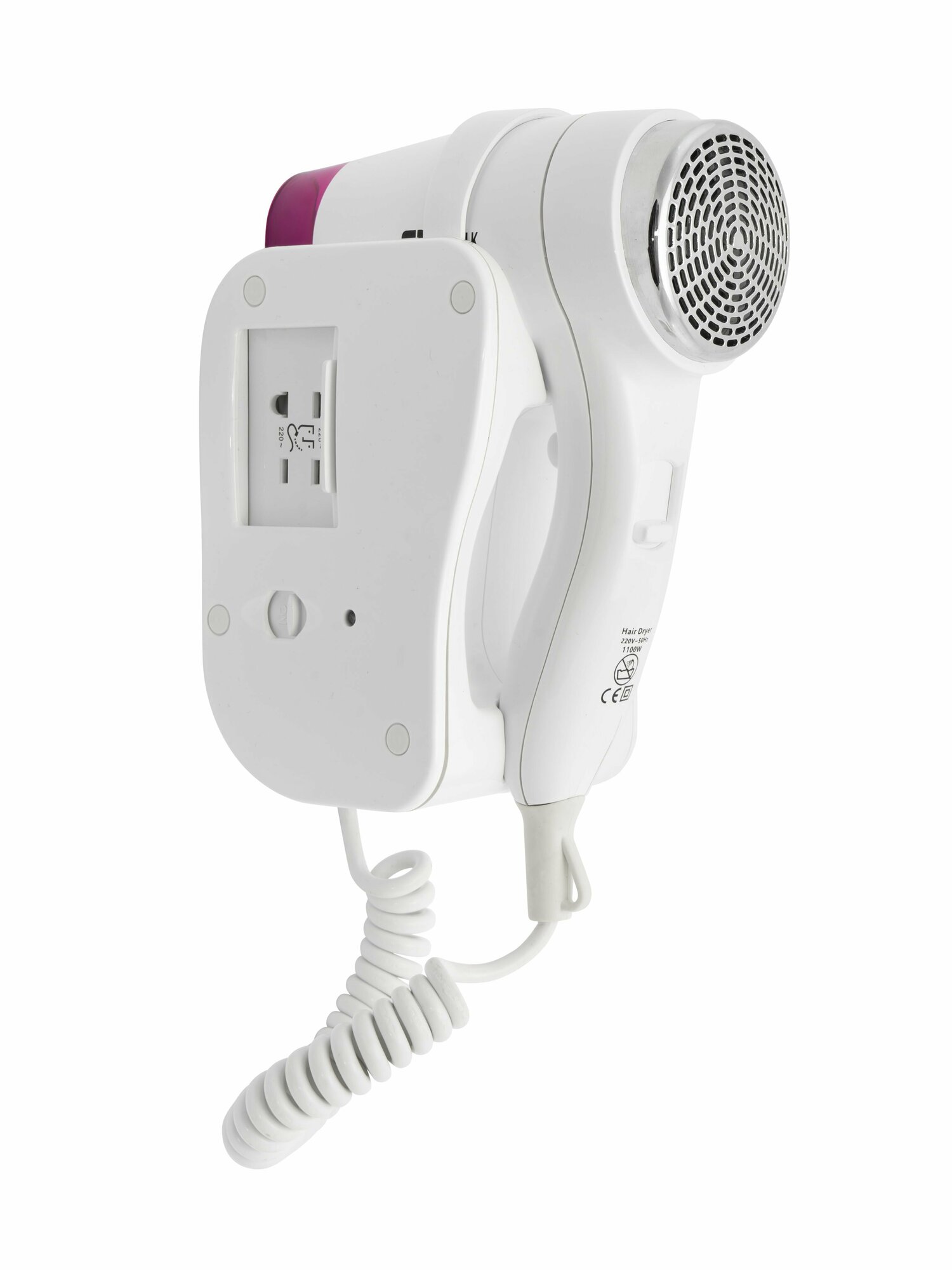 Фен BIONIK BK7004, мощность 1200Вт, 3 скоростных режима, настенный, белый