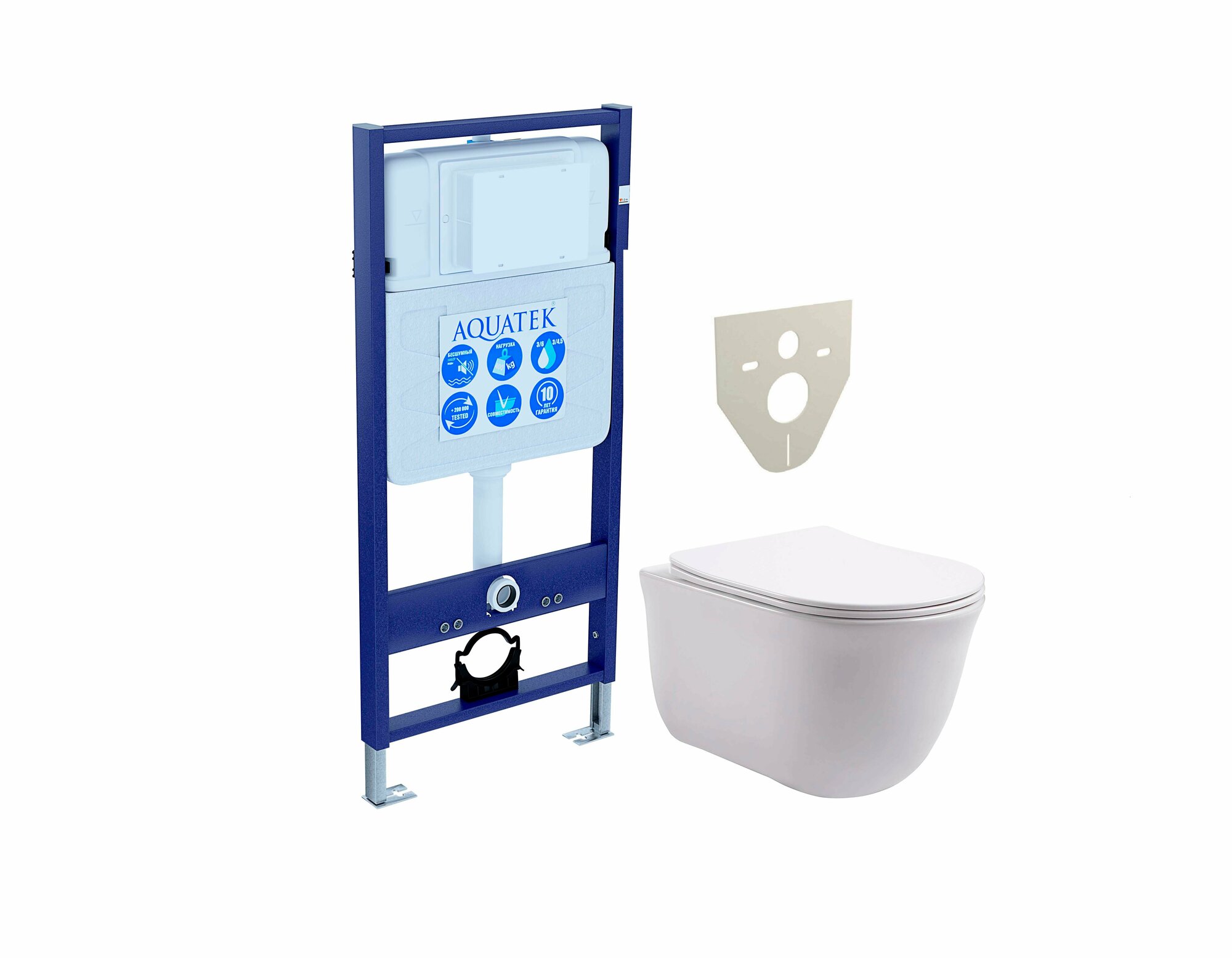 Комплект унитаз подвесной Aquatek Классик SET AQUATEK классик с инсталляцией и сиденьем микролифт