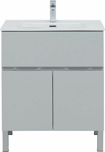 Тумба с раковиной Aquanet Алвита New 70 1 ящик 2 дверцы серая матовая