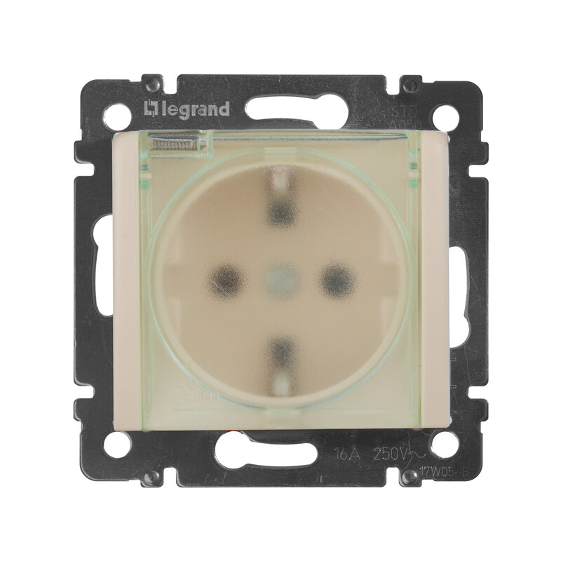 Legrand Valena Крем Розетка 1-ая с/з с крышкой и защитными шторками IP44 (к простой рамке) 774120
