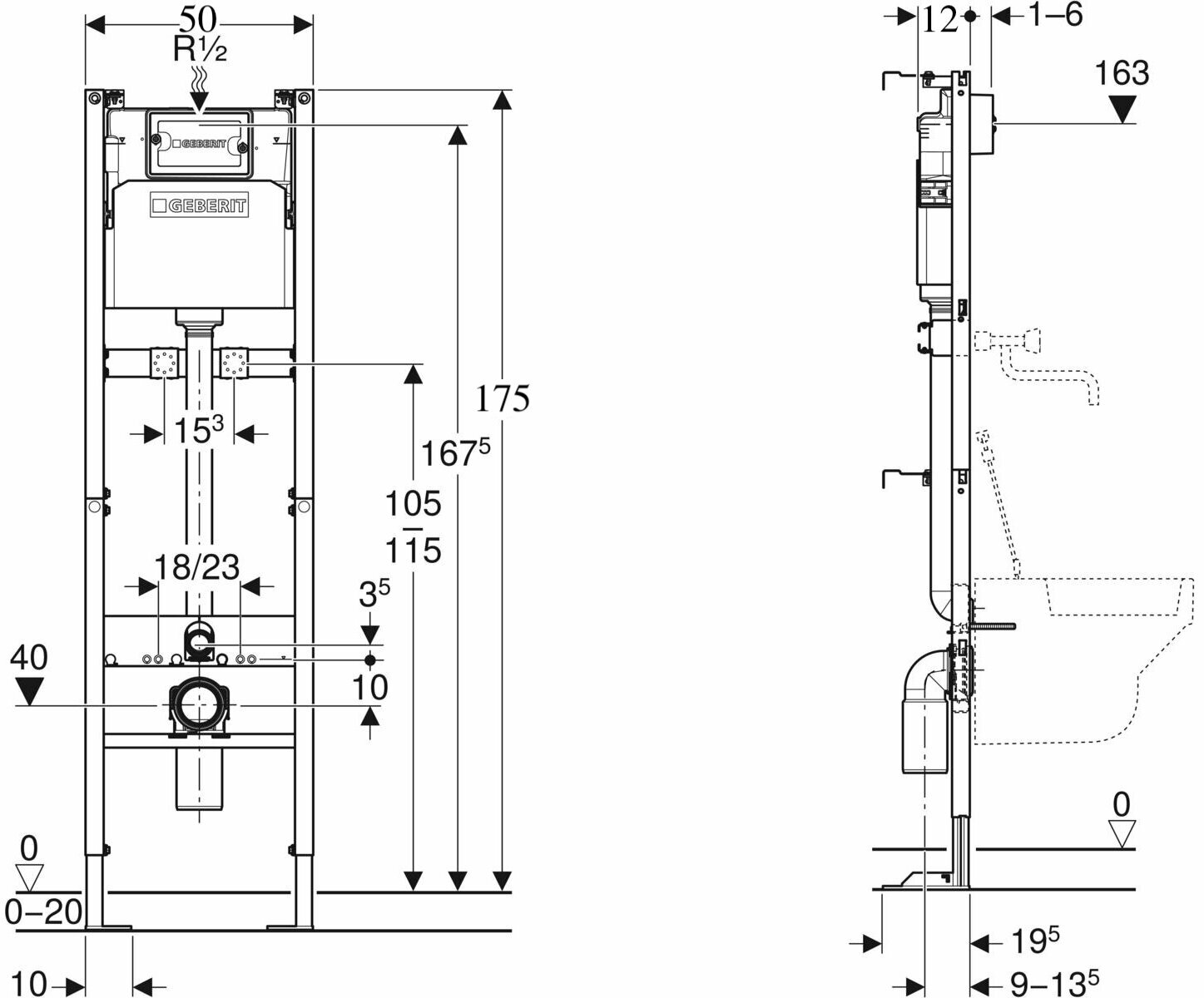 Инсталляция для раковины Geberit Duofix 111.569.00.1