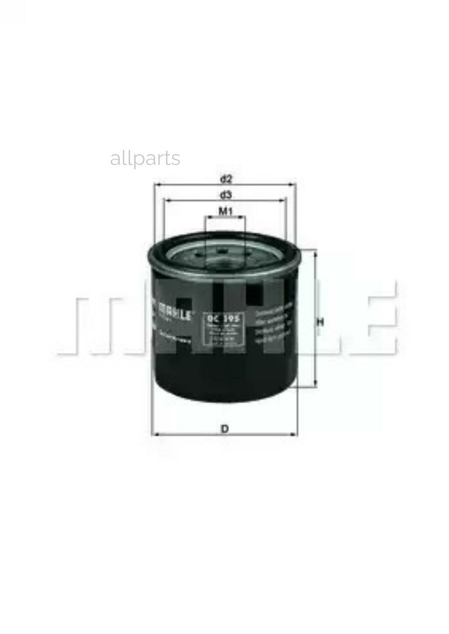 MAHLE OC195 фильтр масляный!\ Mazda 323/3/626, Nissan Primera 1.3-2.2 89>