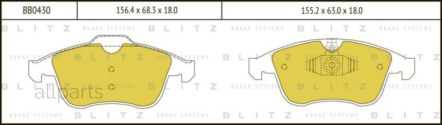 BLITZ BB0430 Колодки пер. RENAULT SCENIC, MEGANE III, GRAND SCENIC III 08=>