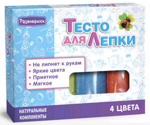 *Набор д/творч(Развивашки) Тесто д/лепки 4цв. [100гр] (П100)