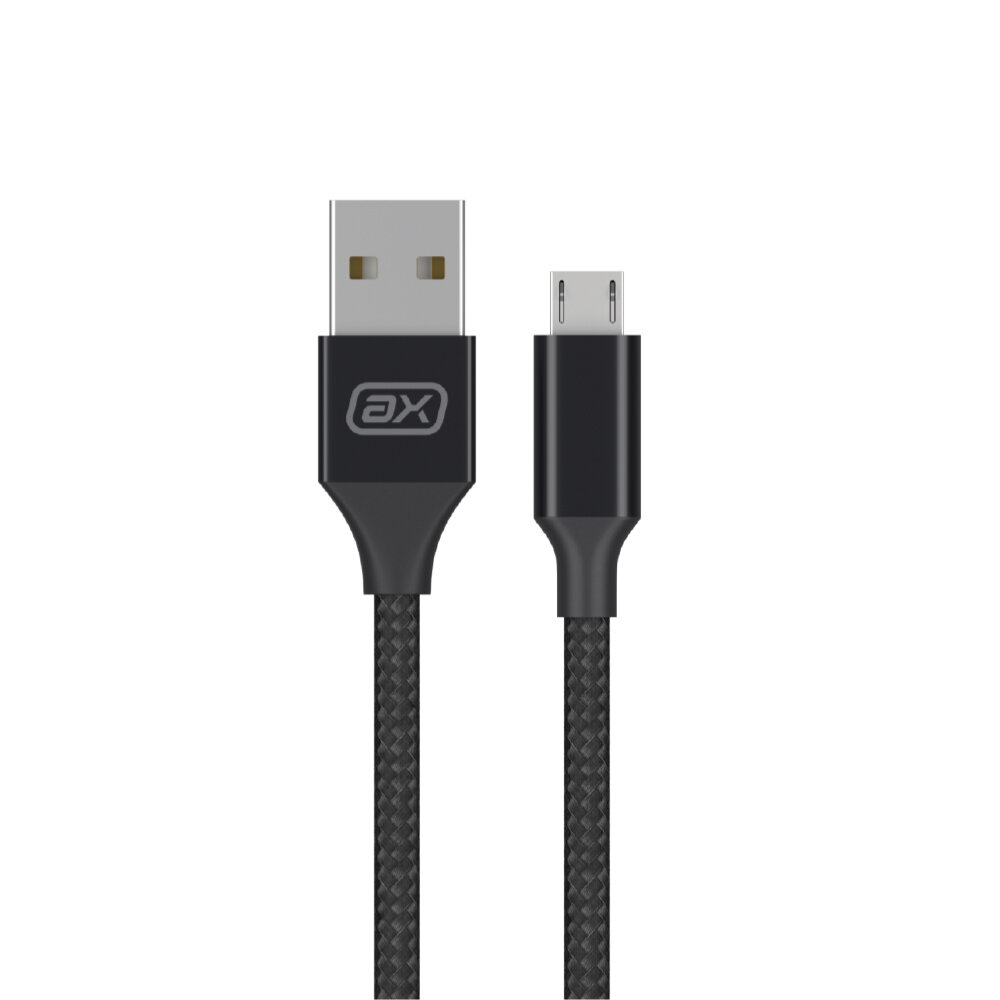 Кабель для зарядки смартфона USB - micro-USB, 2A, 1 м, черный, нейлон, ахха 7261
