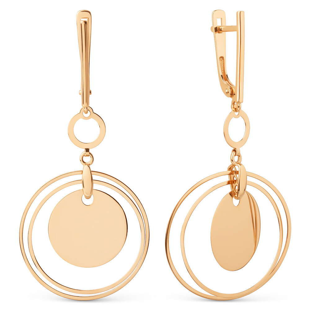 Серьги с подвесками, красное золото, 585 проба