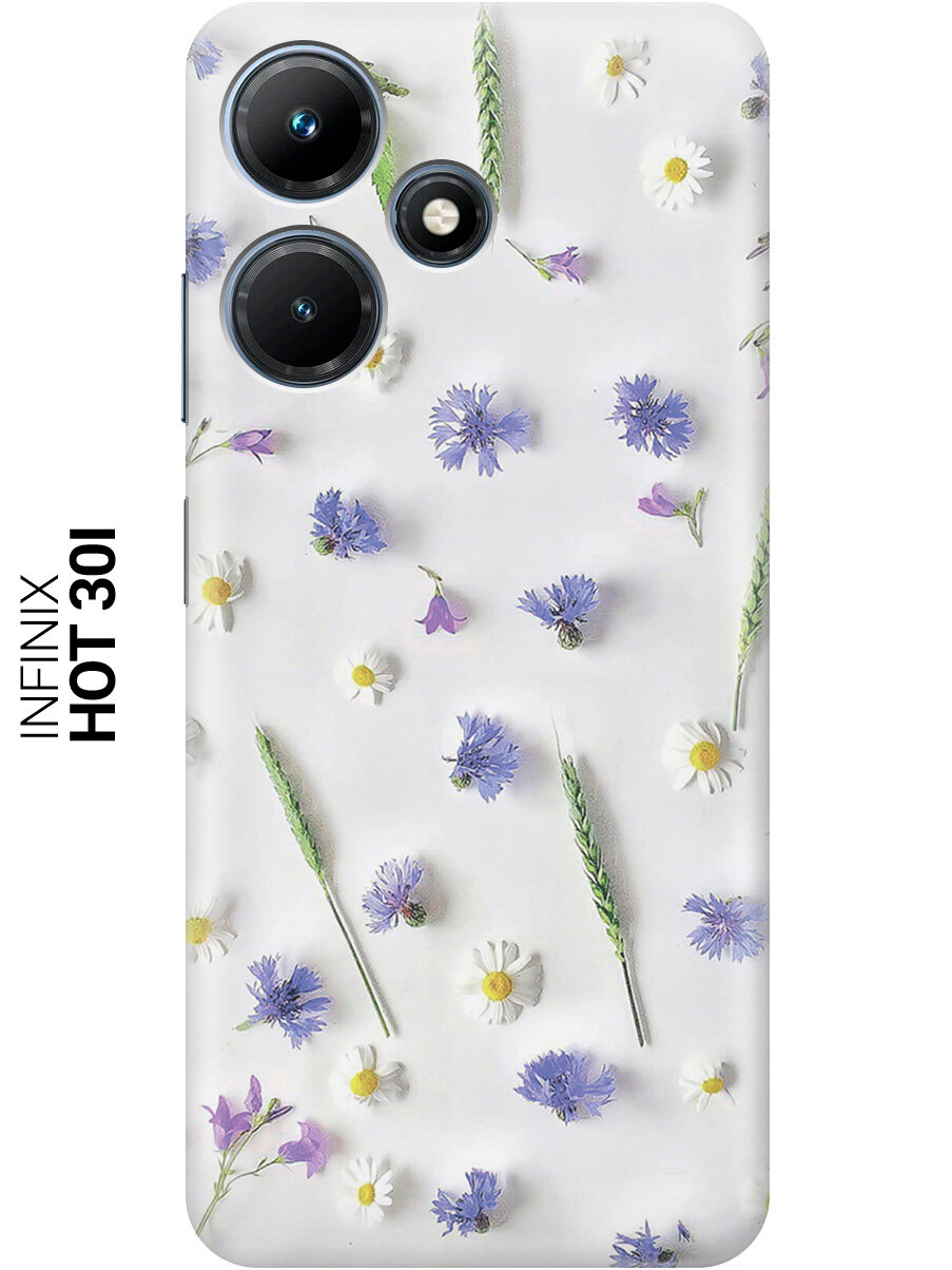 Силиконовый чехол на Infinix Hot 30i / Инфиникс Хот 30и с рисунком "Ромашки и колоски"