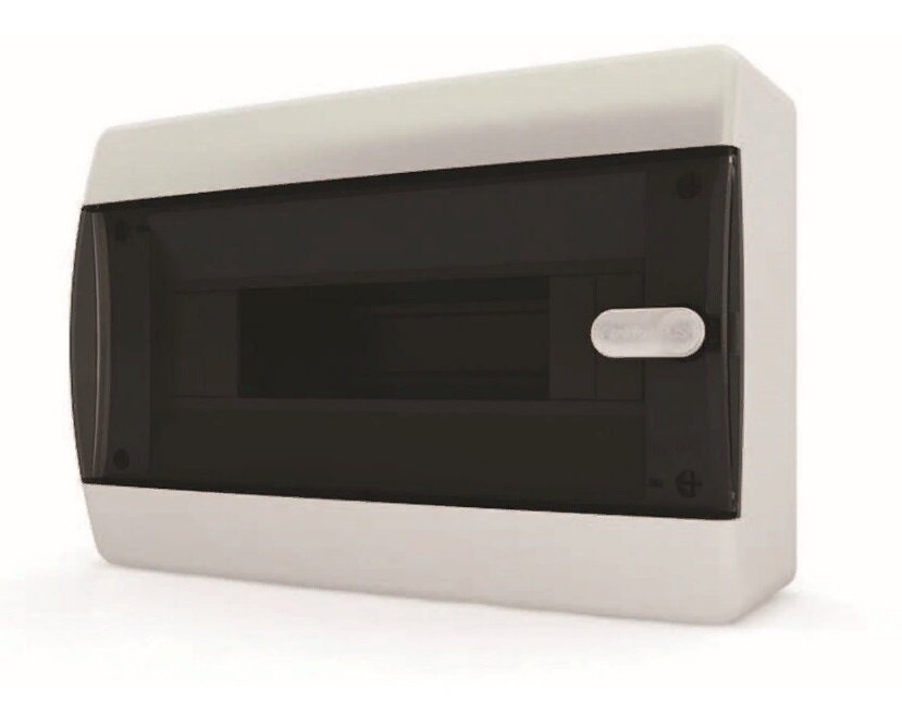 Коробка TEKFOR бокс накладной с прозрачной дверью на 12 модулей TF5-KP12-N-12-41-K01-K03