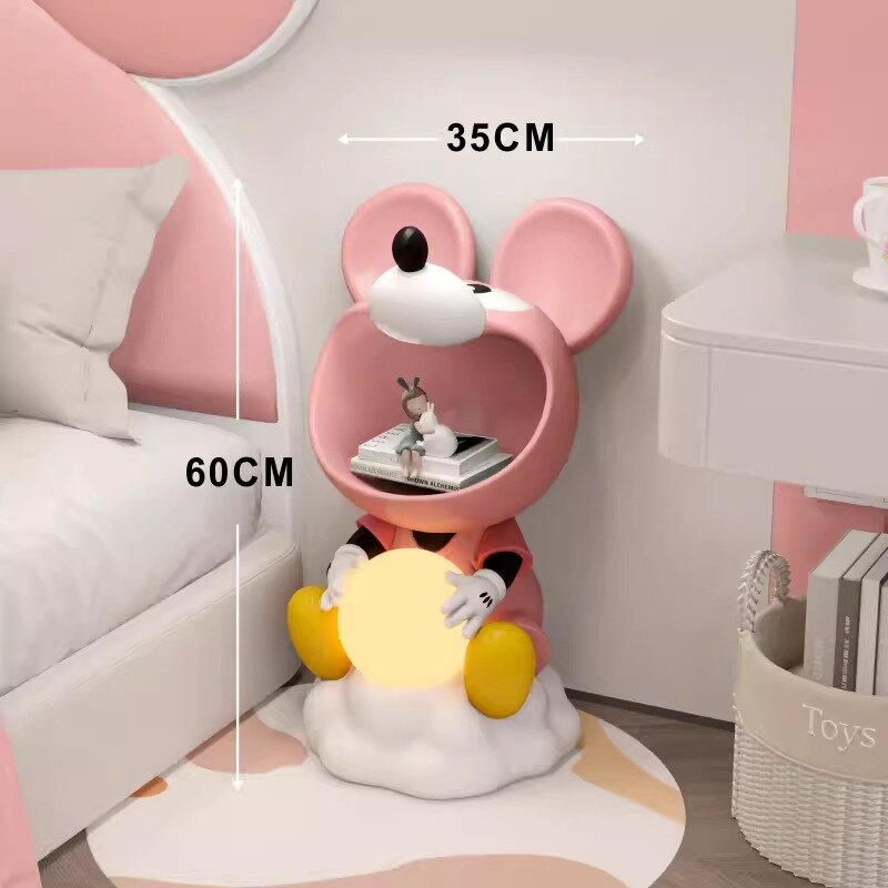 Детская тумбочка со светильником Souris (Розовый)