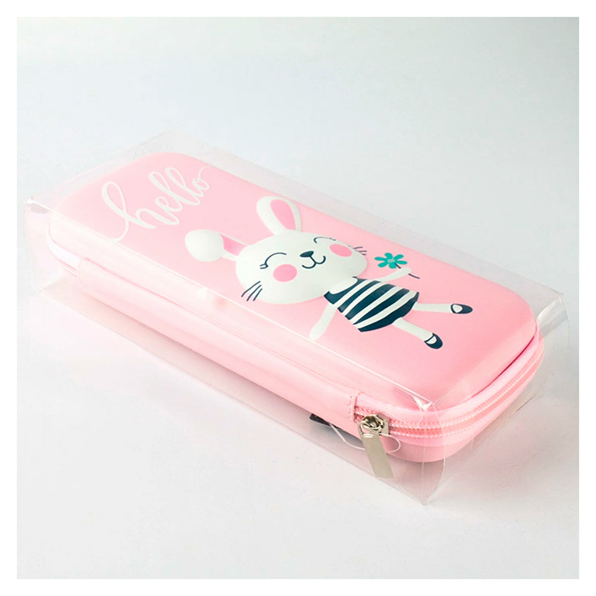 Пенал школьный на молнии, с рельефным рисунком, 22х9х3 см, Darvish (светло-розовый)