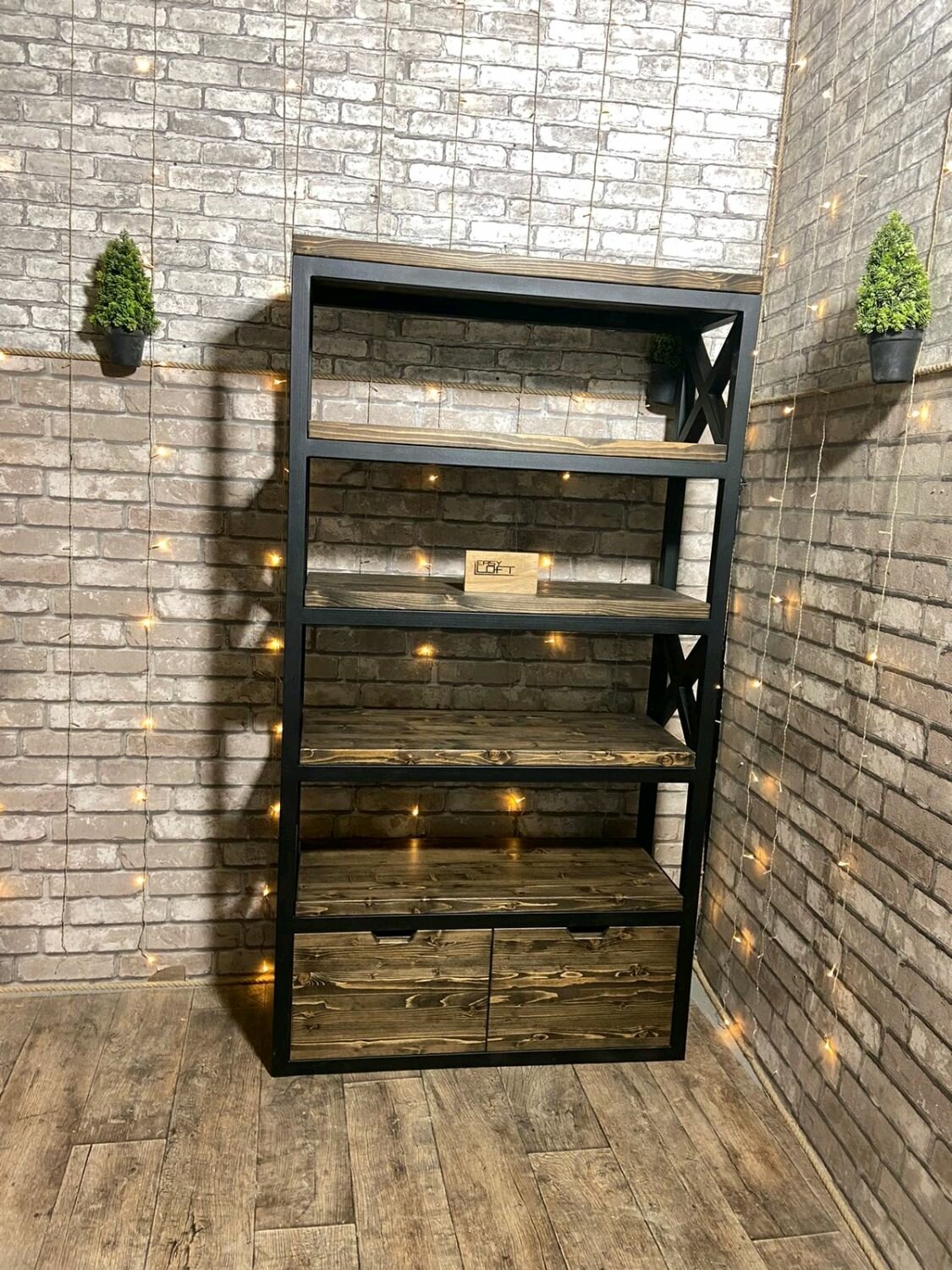 Стеллаж "EasyLOFT" в стиле лофт для дома и интерьера, 100х40х200 см.
