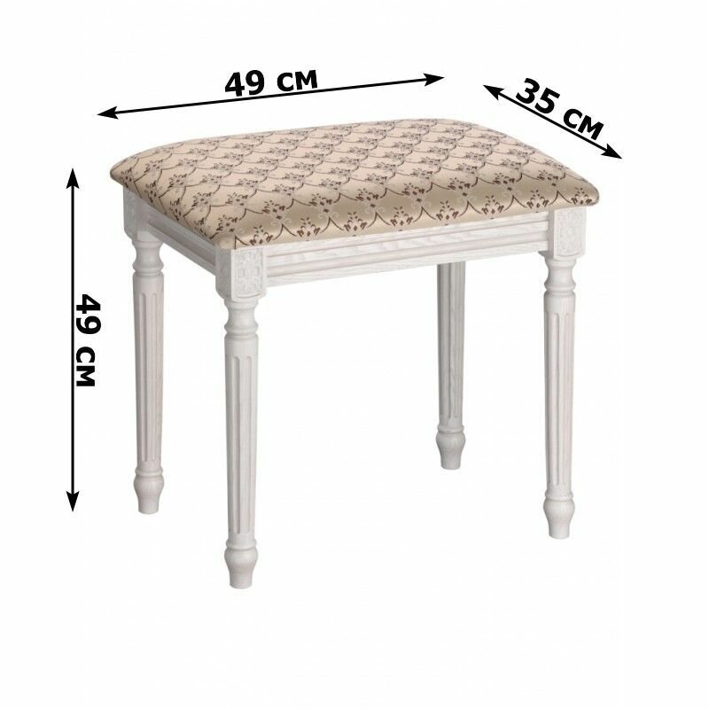 Банкетка "Римская" 350х490 дуб белый/серая патина/жаккард меланж бежевый