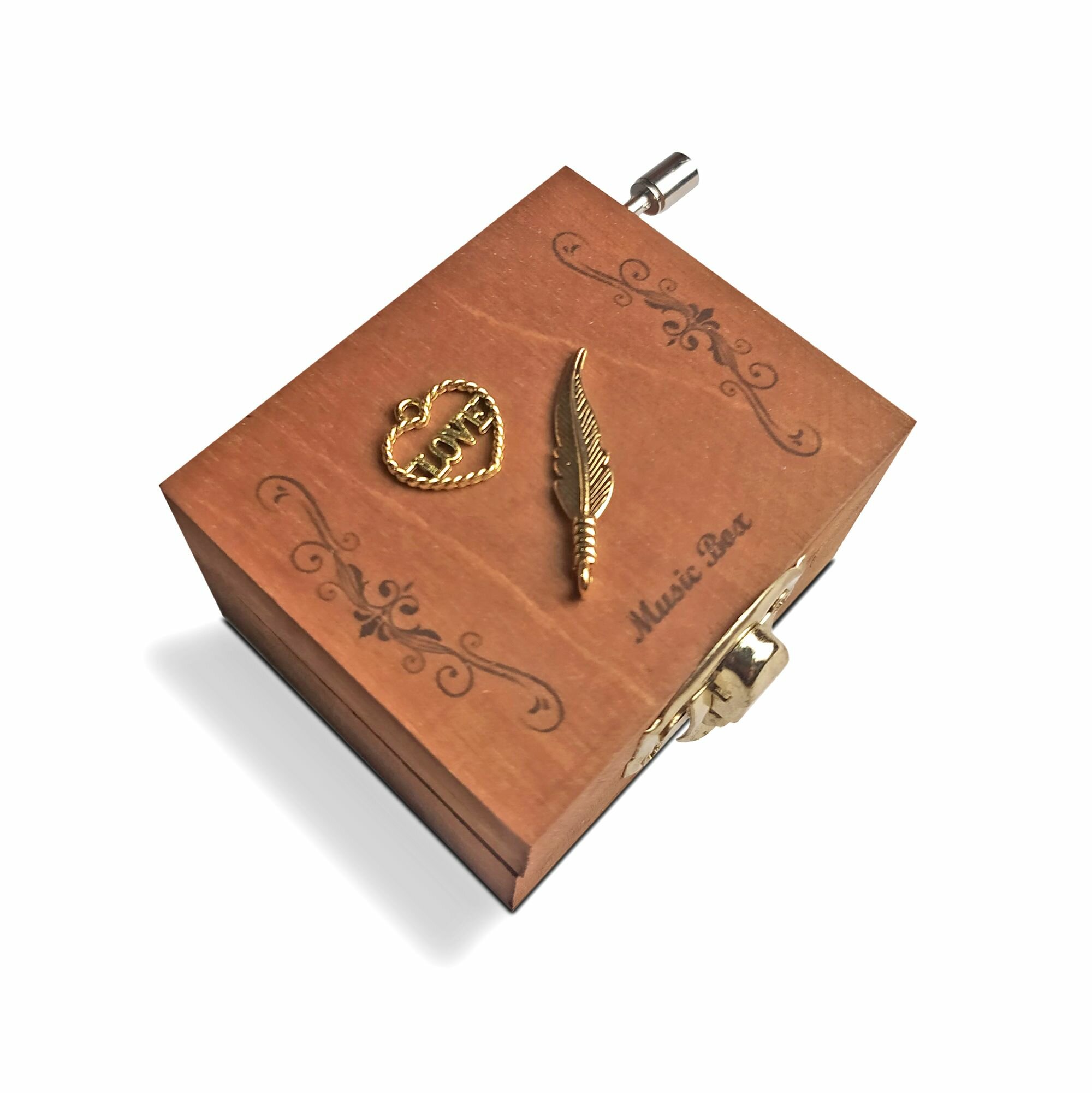 Музыкальная деревянная шкатулка-шарманка "Письмо любви" с мелодией Rose