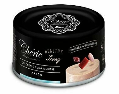 Корм влажный Pettric Cherie Healthy Living, для взрослых кошек, мусс из курицы и тунца, 960г ( 80г х 12шт. )