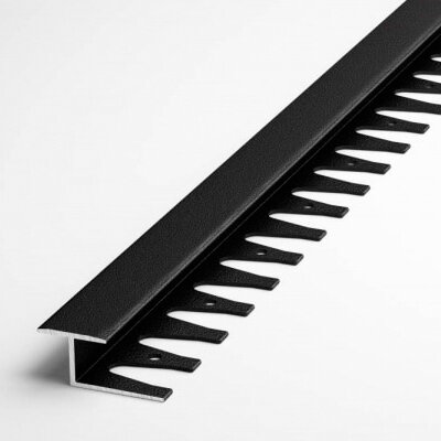 Порожек для напольного покрытия Т-образный профиль алюминиевый 16 мм, длина 2,7 м, Лука ЛК 15, окрас черный 015