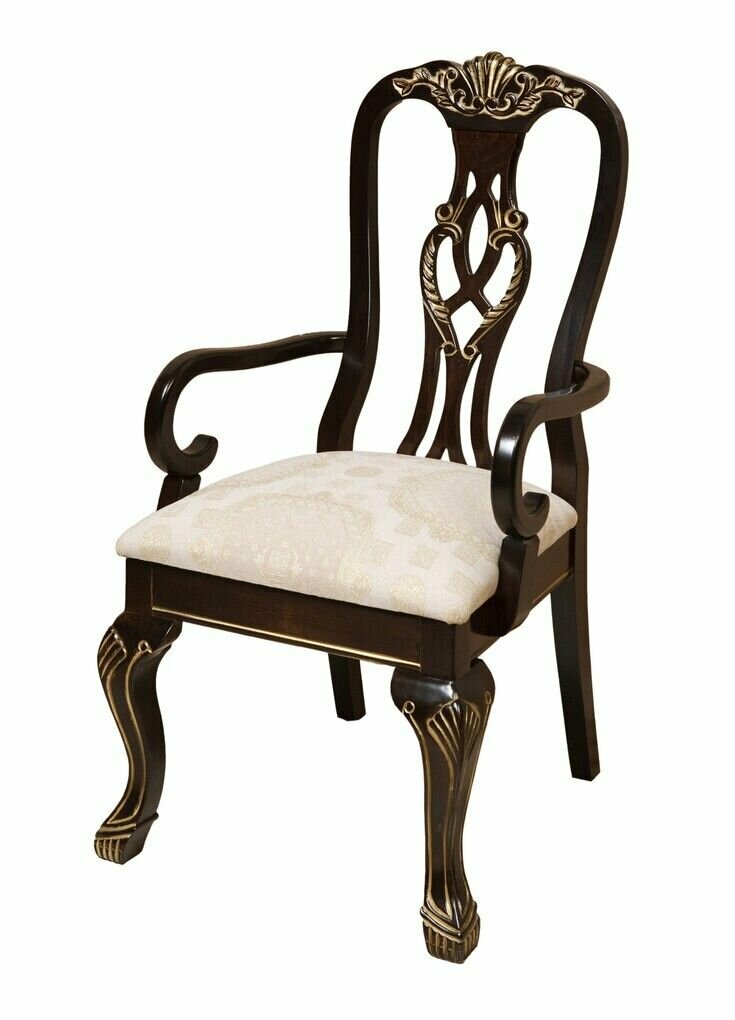 Стул-кресло деревянный Мэдисон массив бука, венге , патина золото